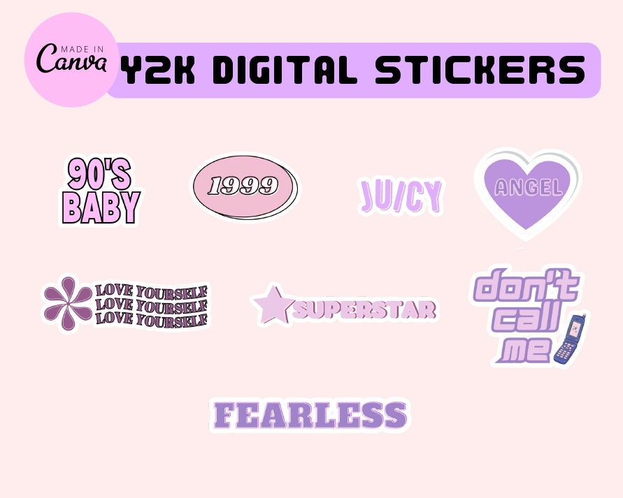 Y2K Printable Stickers/ Digital Stickers/ Aesthetic Stickers/ Easy ...