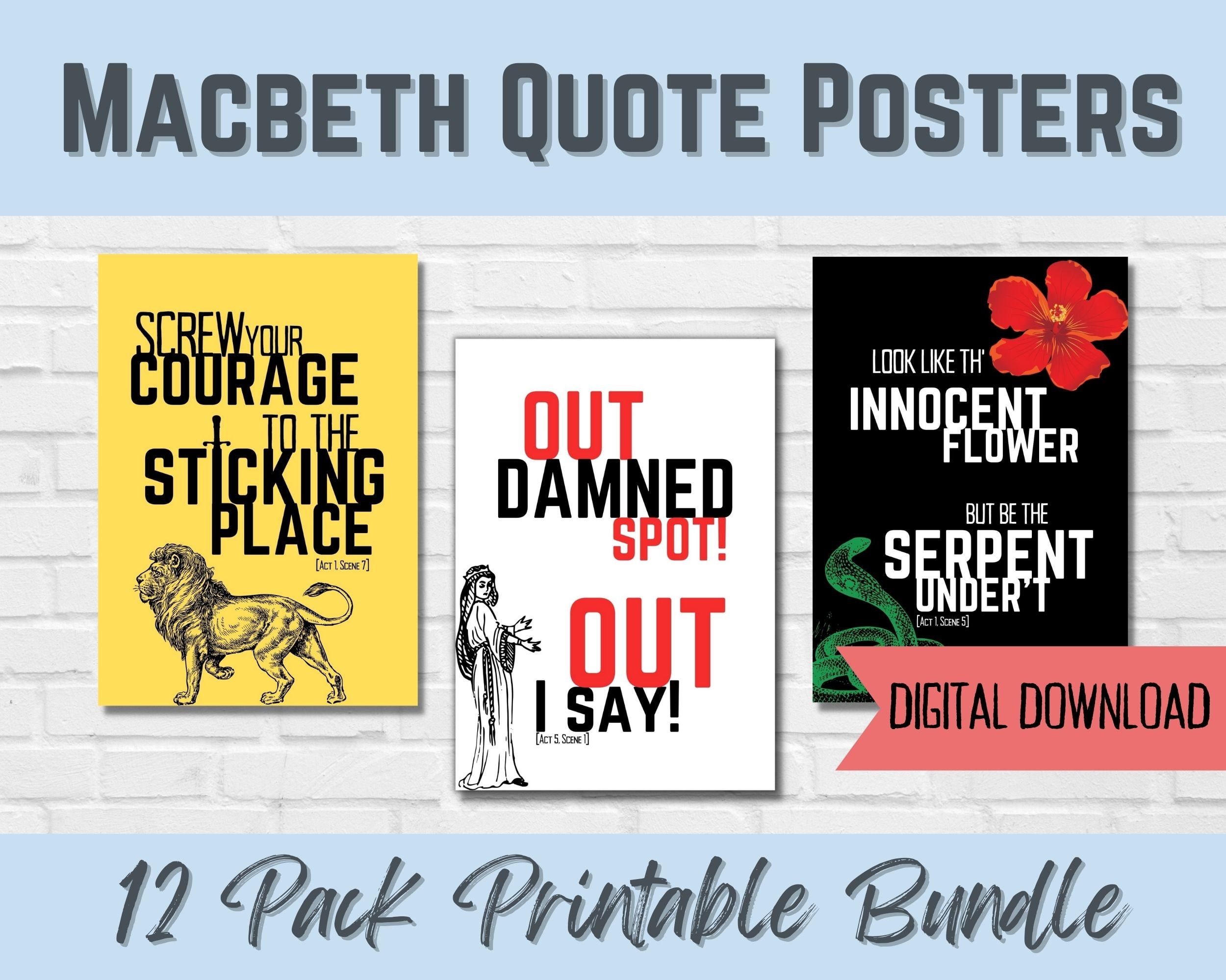 Macbeth Quotations - Key Quotes | Display Posters | Digital Download ...