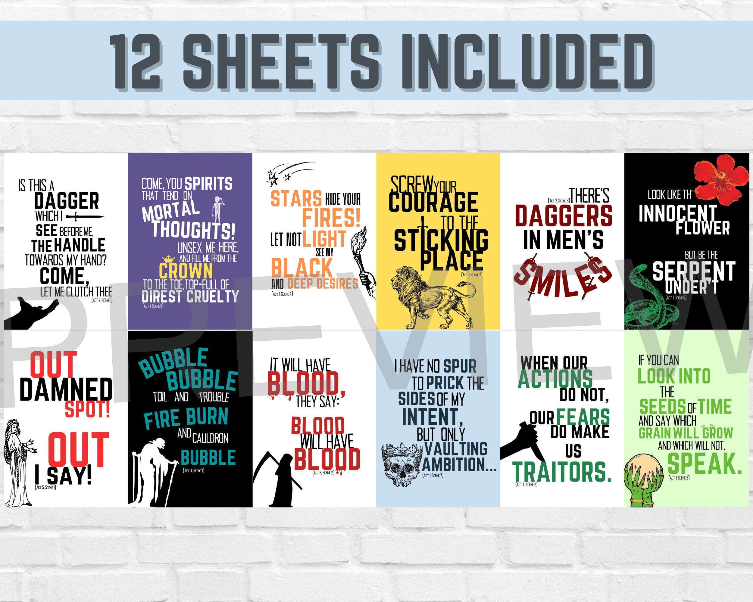 Macbeth Quotations Key Quotes Display Posters Digital - Etsy Australia