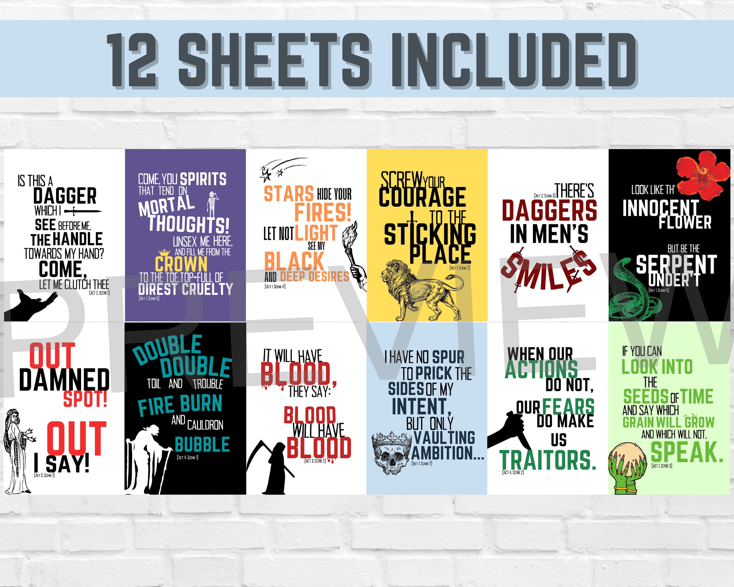 Macbeth Quotations - Key Quotes | Display Posters | Digital Download ...