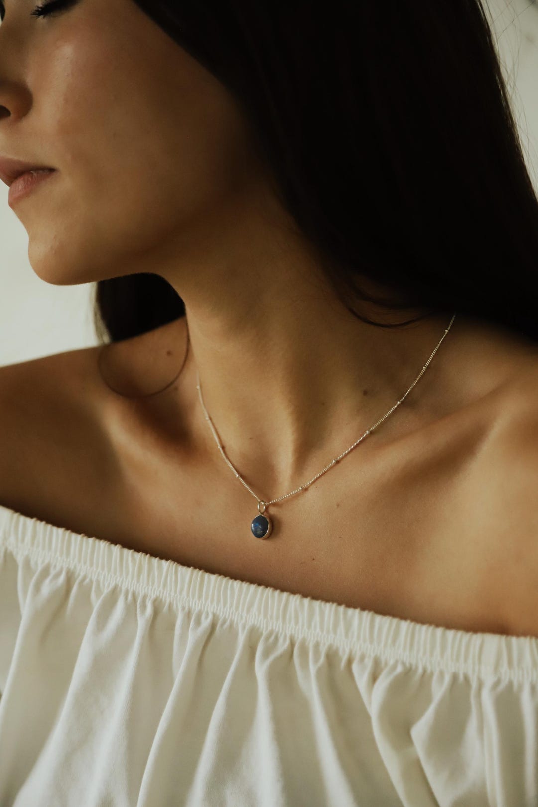 Ocean Opal Collection | Dark Blue Opal Necklace | Silver Necklace | Handmade Necklace | Gift for ...