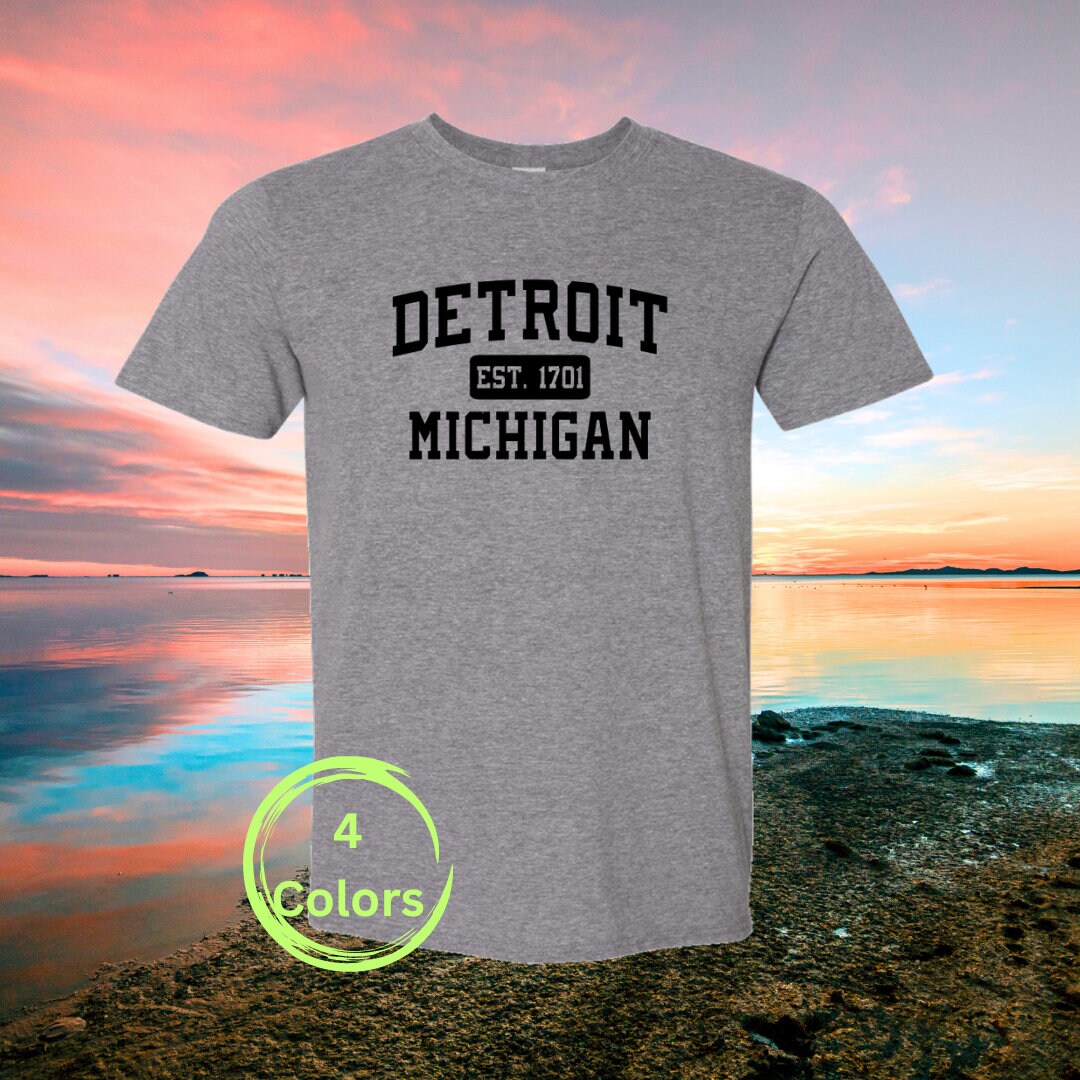 Detroit Michigan Established 1701 Black Ink Custom Order Softstyle T ...
