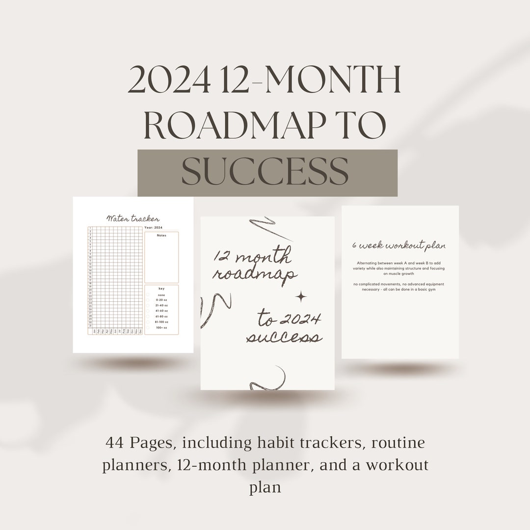 12 Month Roadmap 2024 Bullet Journal, Habit Tracker, Workout Planner ...