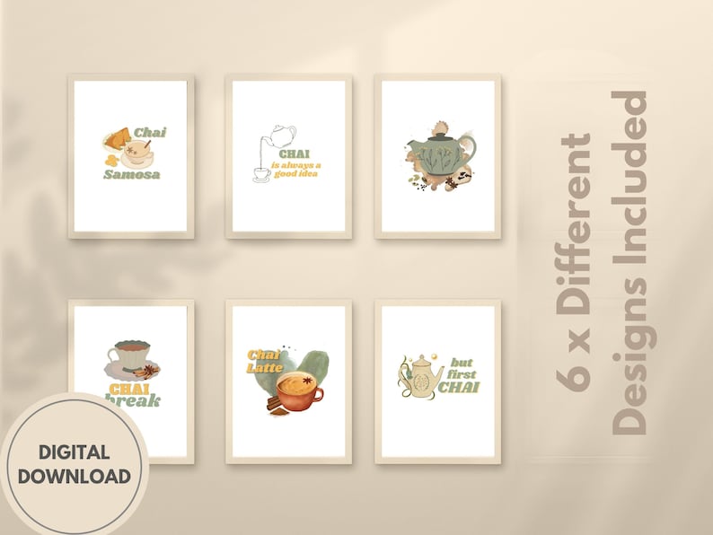 Chai Wall Arts | Set of 6 Chai Art Posters | Chai Posters| Chai ...