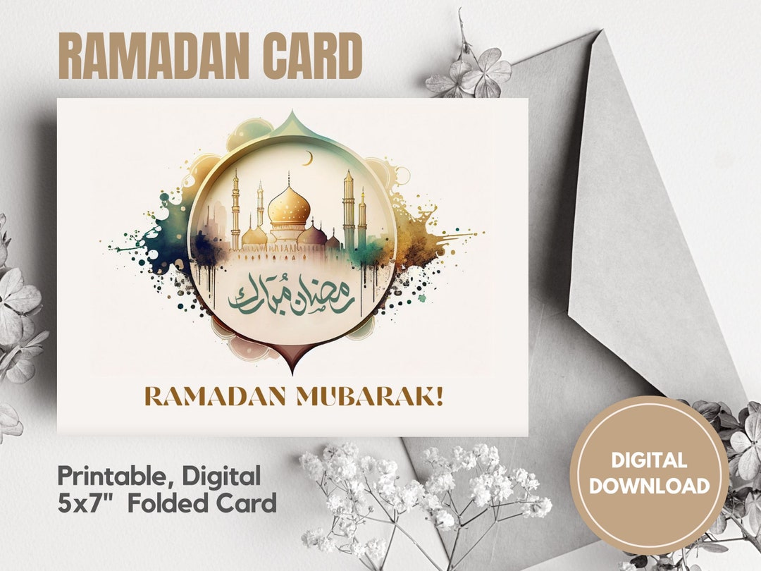 Ramadan Card Digital Download | Printable Ramadan Mubarak Greeting Card ...