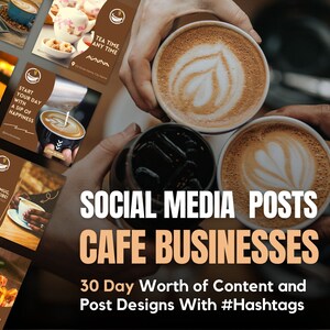 Social Media Templates for Cafes Content Hashtags 30 X Coffee Shop ...