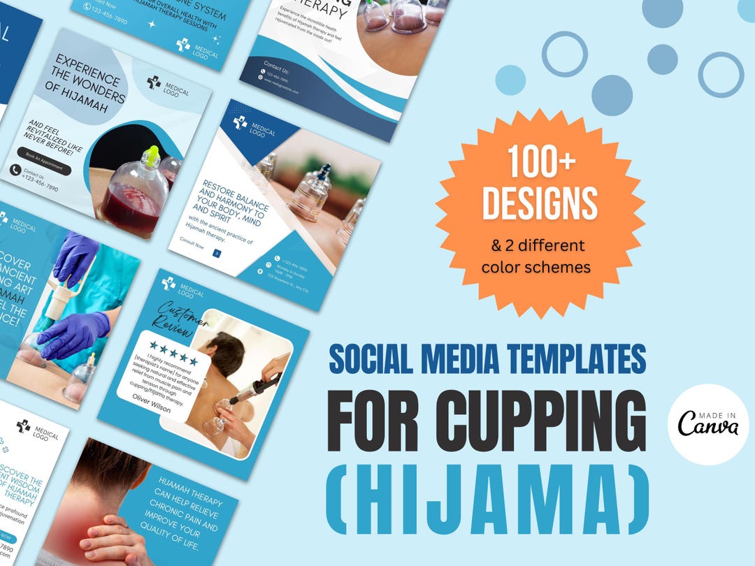 102x Social Media Templates for Cupping Therapist With Real Captions ...