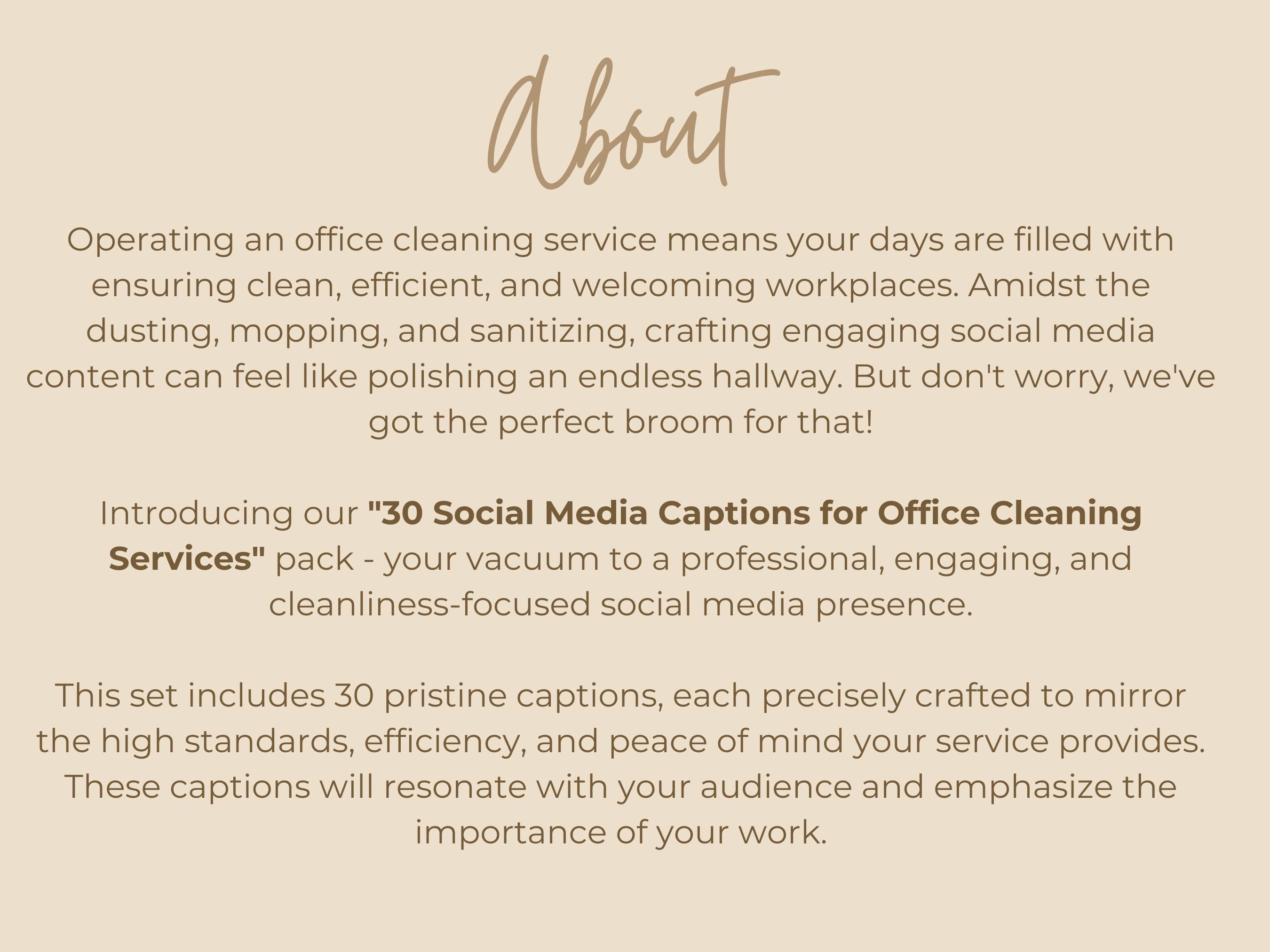 Social Media Captions for Office Cleaning Services | Caption Ideas for ...