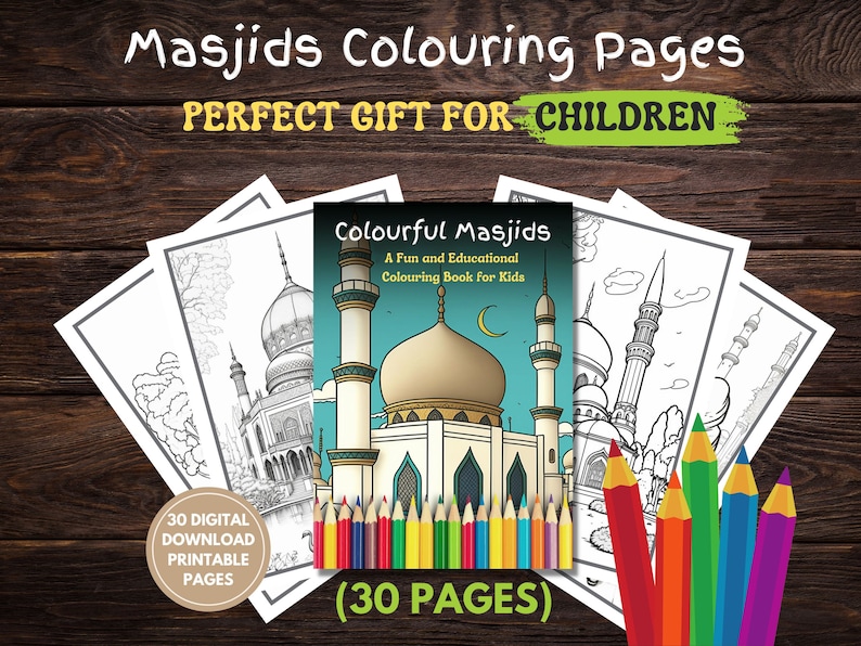 Masjid Colouring Book for Kids | Instant Download Masjid Coloring Pages ...