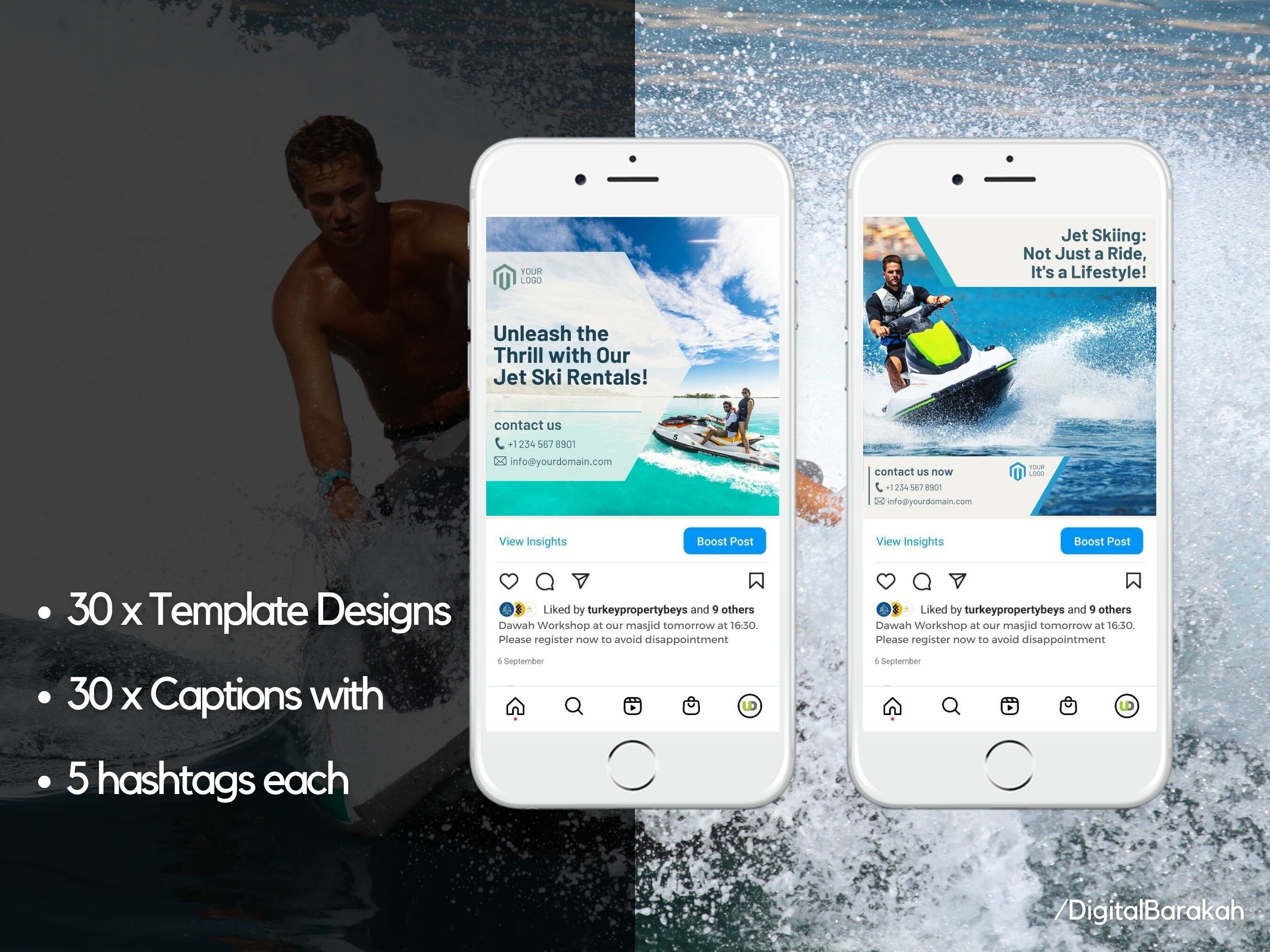 Social Media Templates for Jet Ski Rental Businesses | Instagram ...