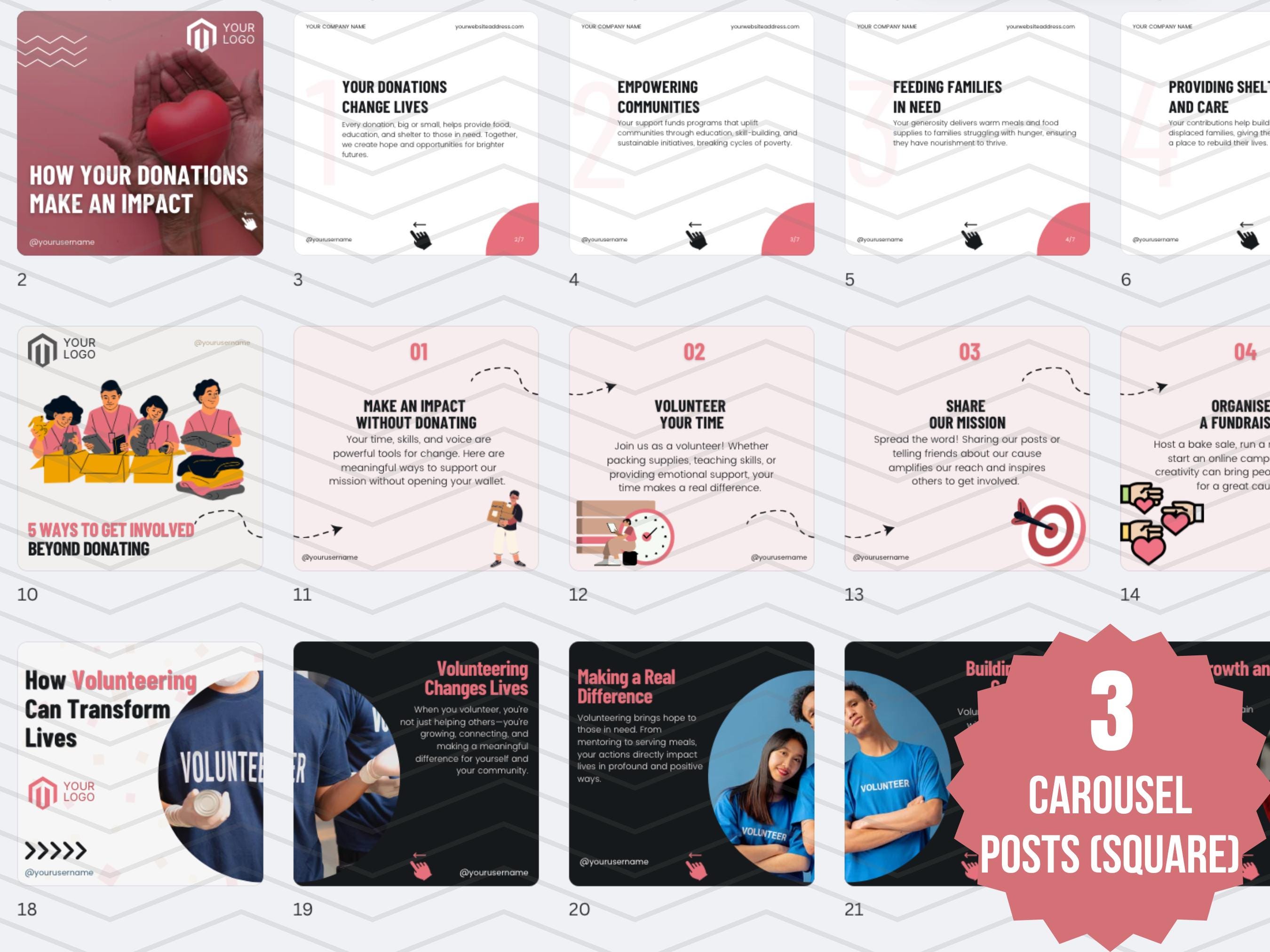132 X Social Media Templates for Charities | Instagram Template Designs ...