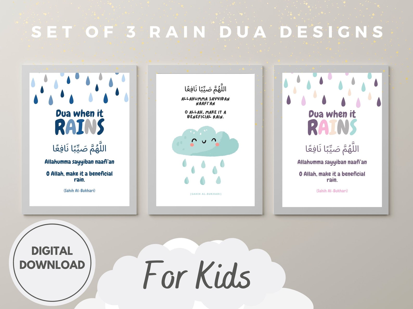 Wall Art for Dua for Rain| Set of 3 Printable Posters for Dua for When ...