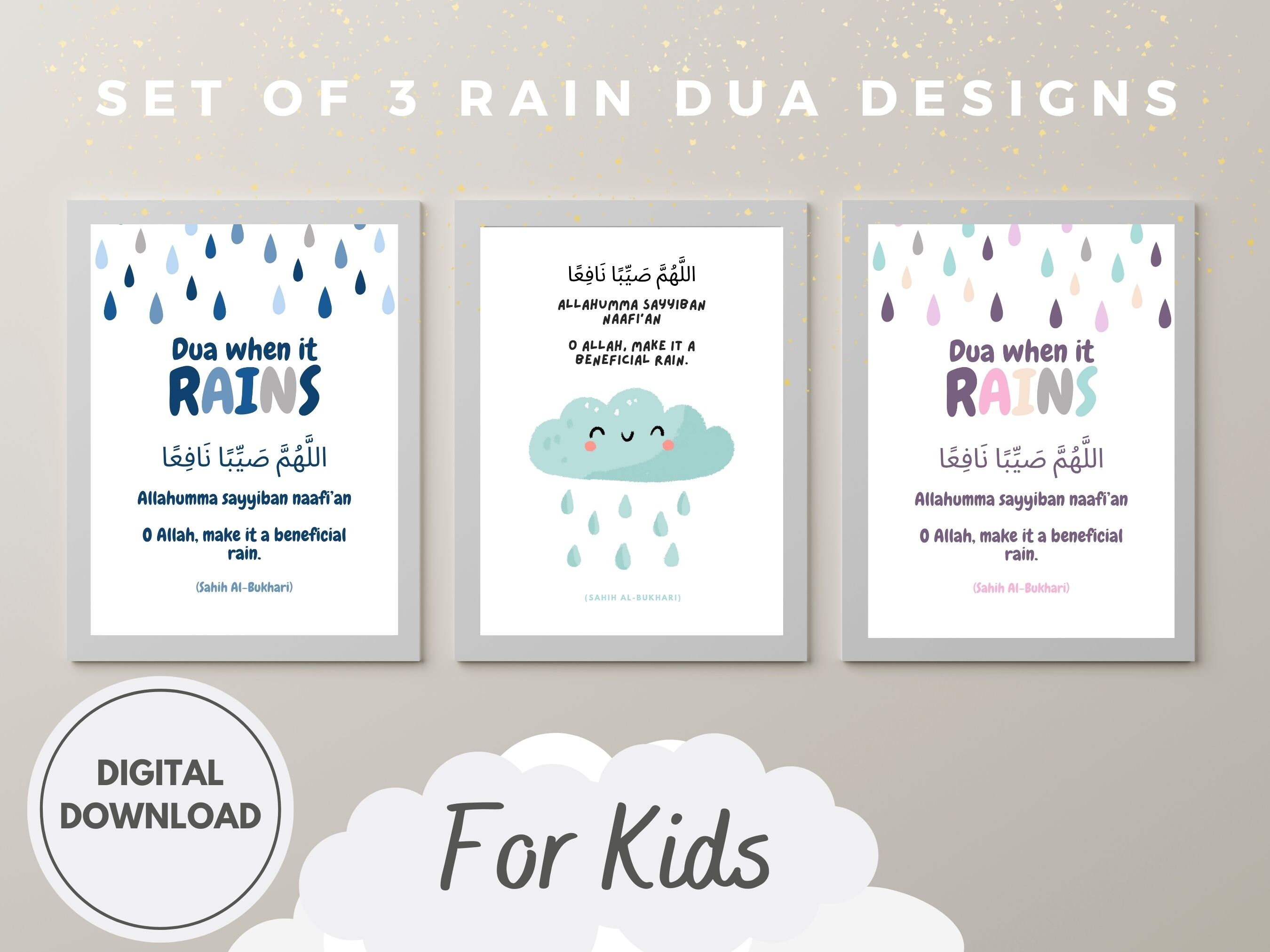 Wall Art for Dua for Rain| Set of 3 Printable Posters for Dua for When ...