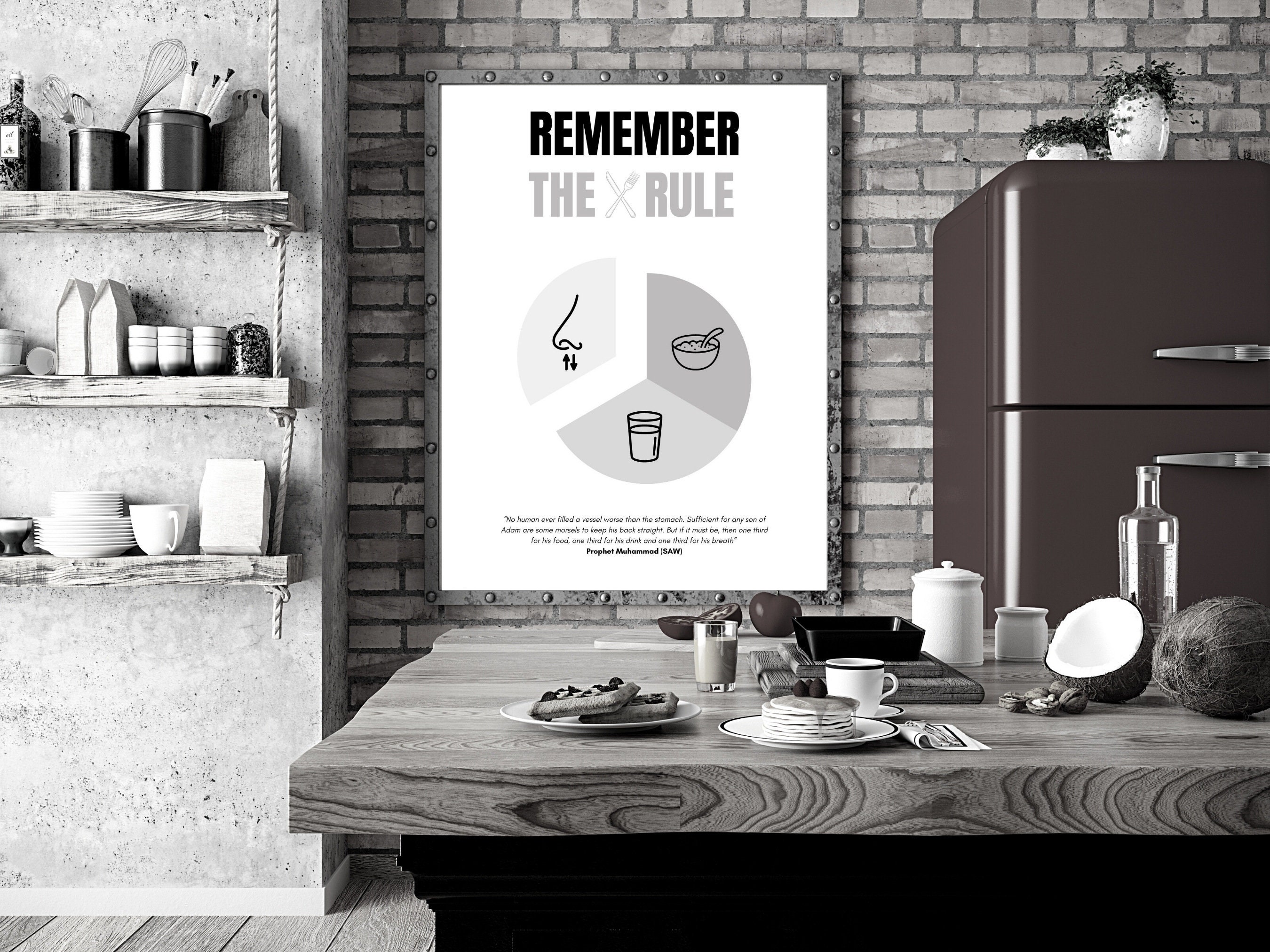 Motivational Islamic Poster | Printable Wall Art| Hadith on Eating 1/3 ...