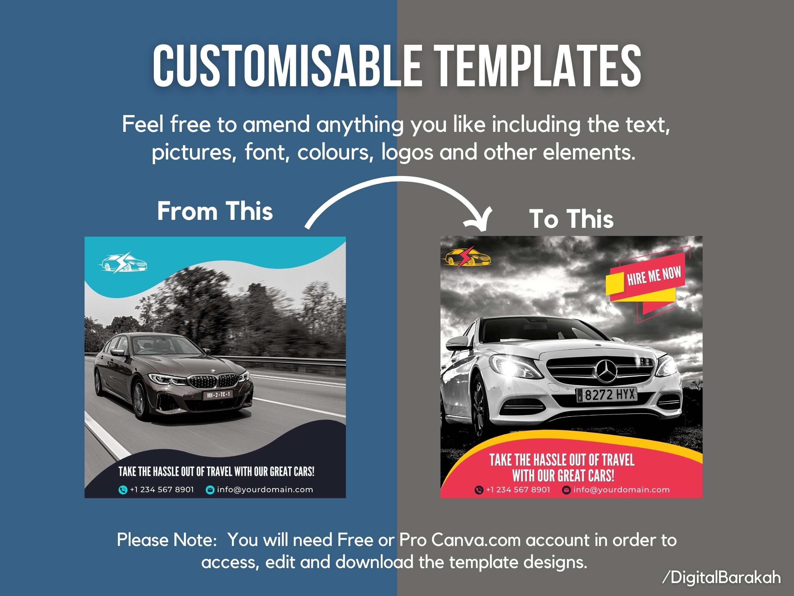 Social Media Bundle for Car Rental Businesses | Instagram Template ...