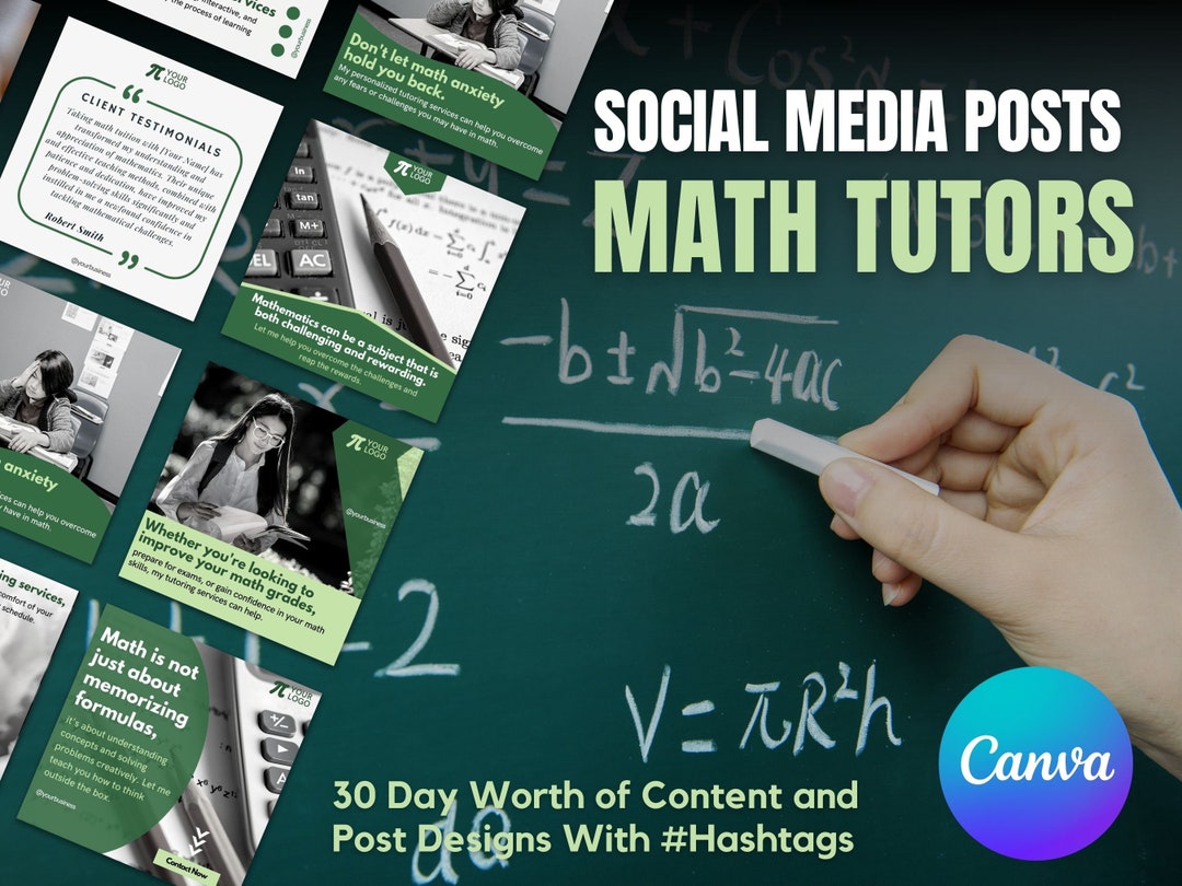 Social Media Templates for Math Tutors Social Media Content for Math ...