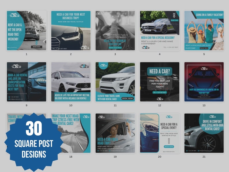 Social Media Bundle for Car Rental Businesses | Instagram Template ...