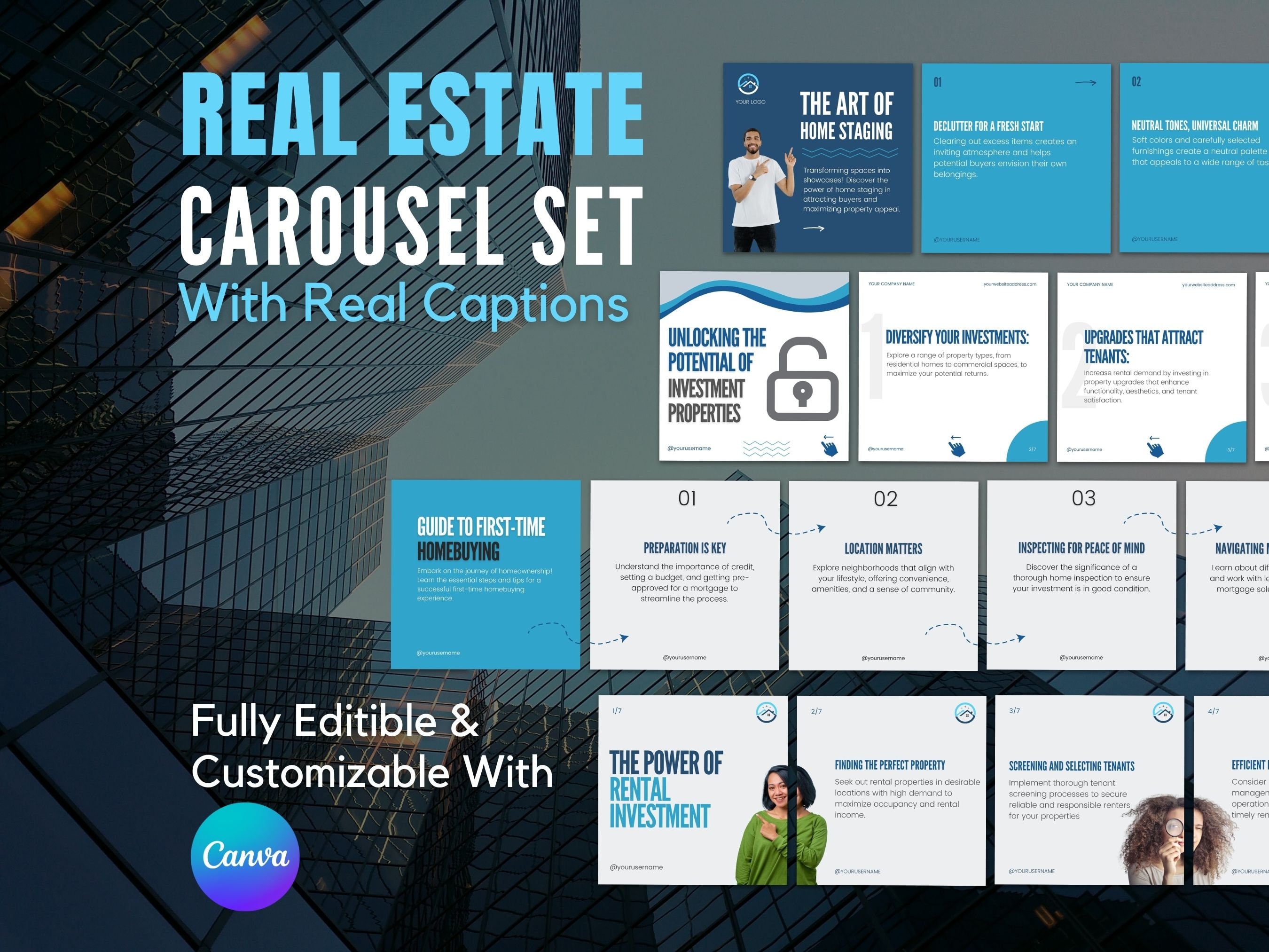 Real Estate Instagram Carousels Real Estate Instagram Templates Real ...