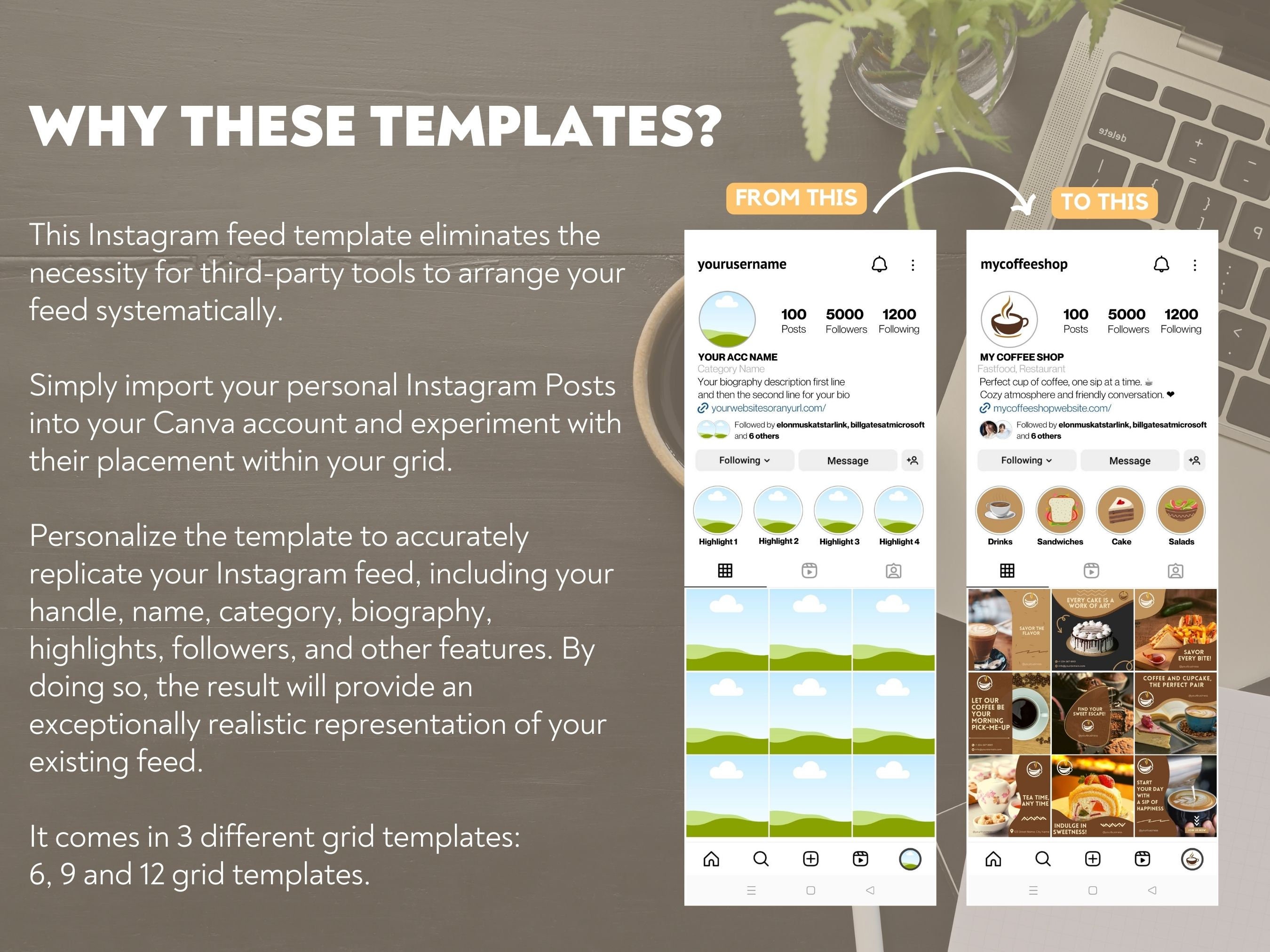 Post Template Mockup | Ig Profile Mockup | Instagram Layout Grid ...