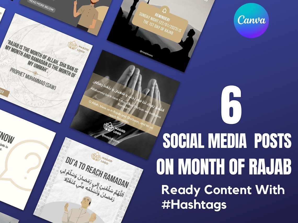 6 X Social Media Posts on Sacred Month of Rajab Islamic Post Ideas ...