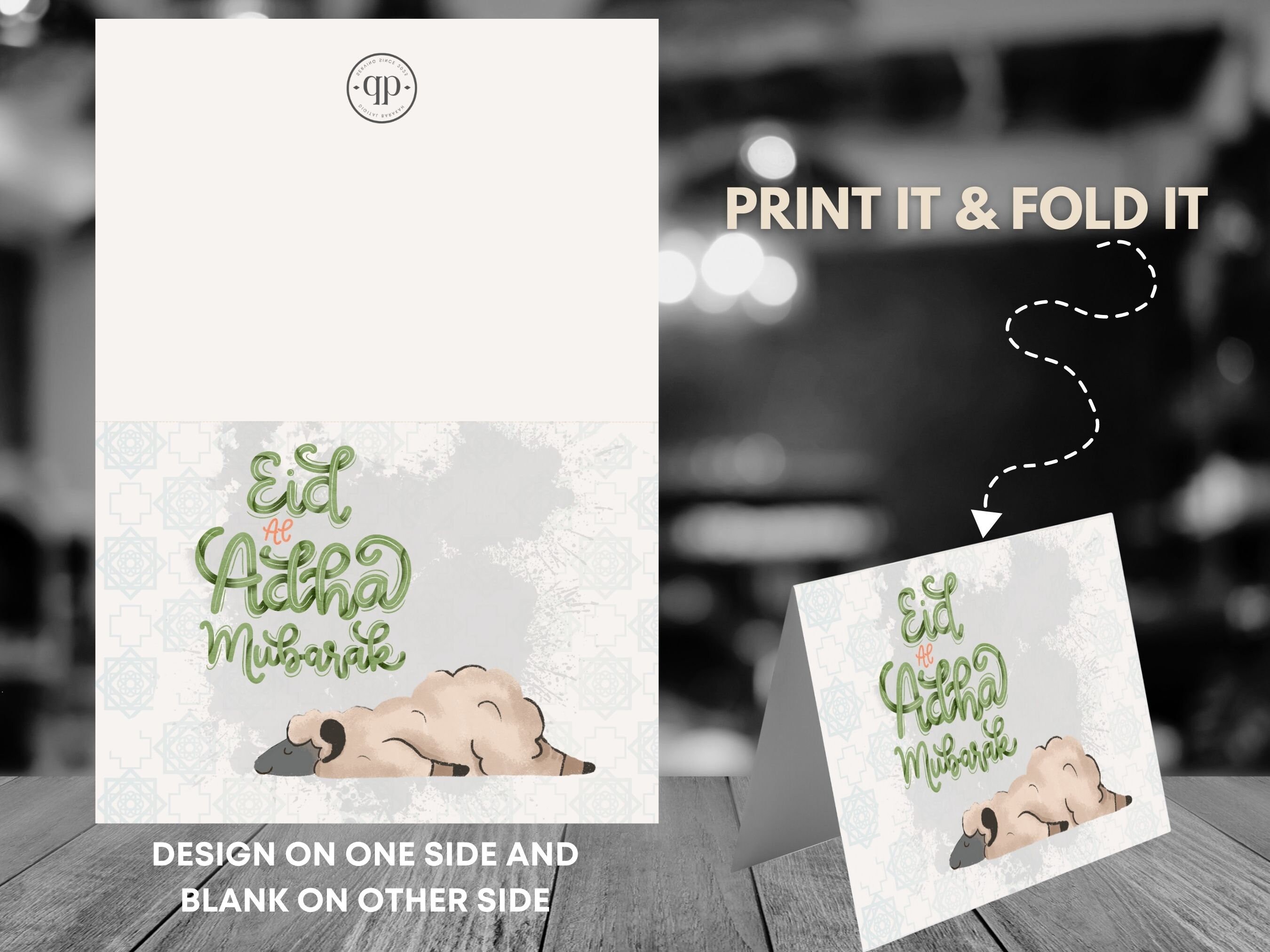 Eid Ul Adha Card Digital Download | Printable Eid Mubarak Greeting Card ...