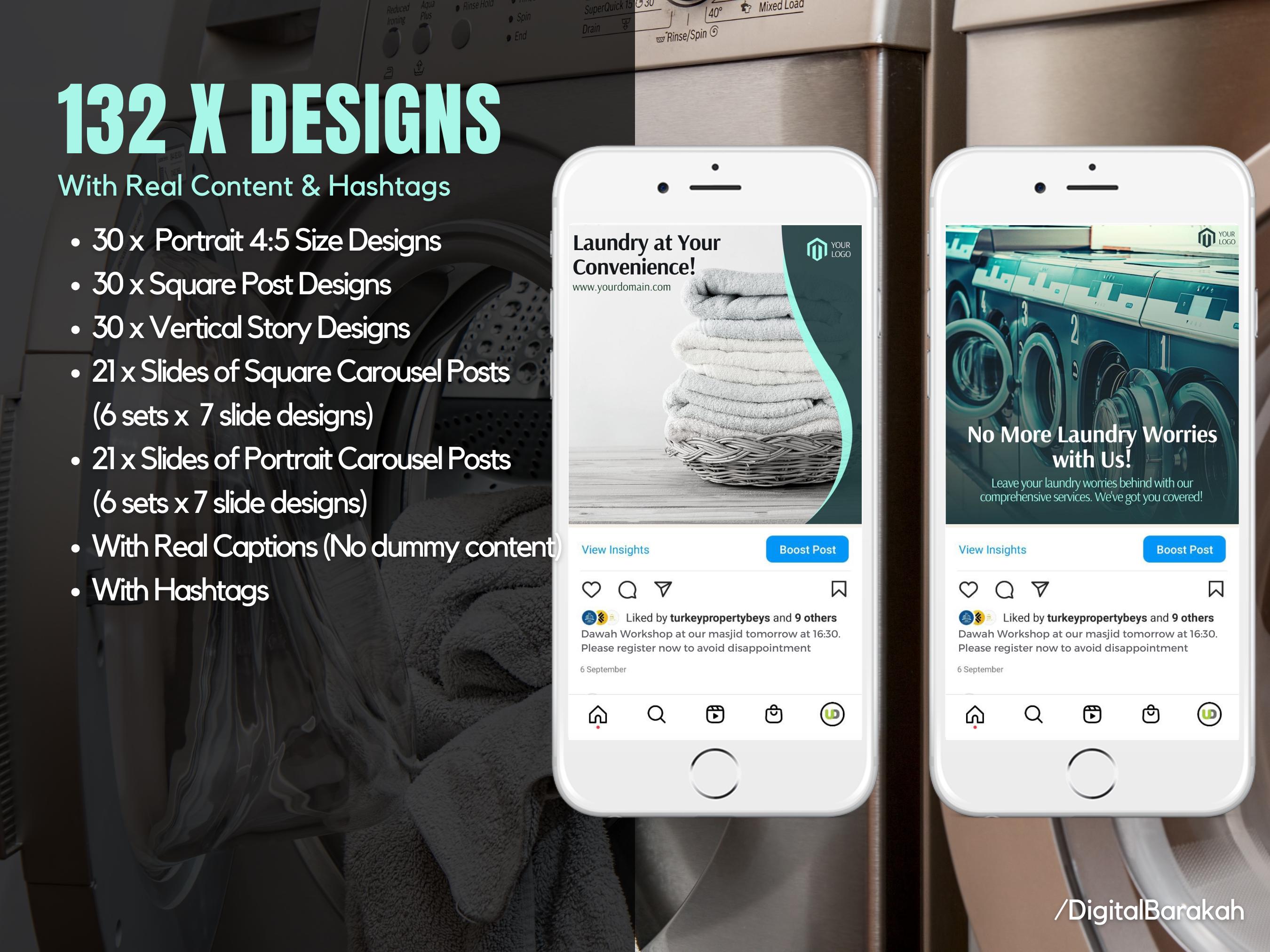 132 X Social Media Templates for Laundry Businesses | Instagram ...