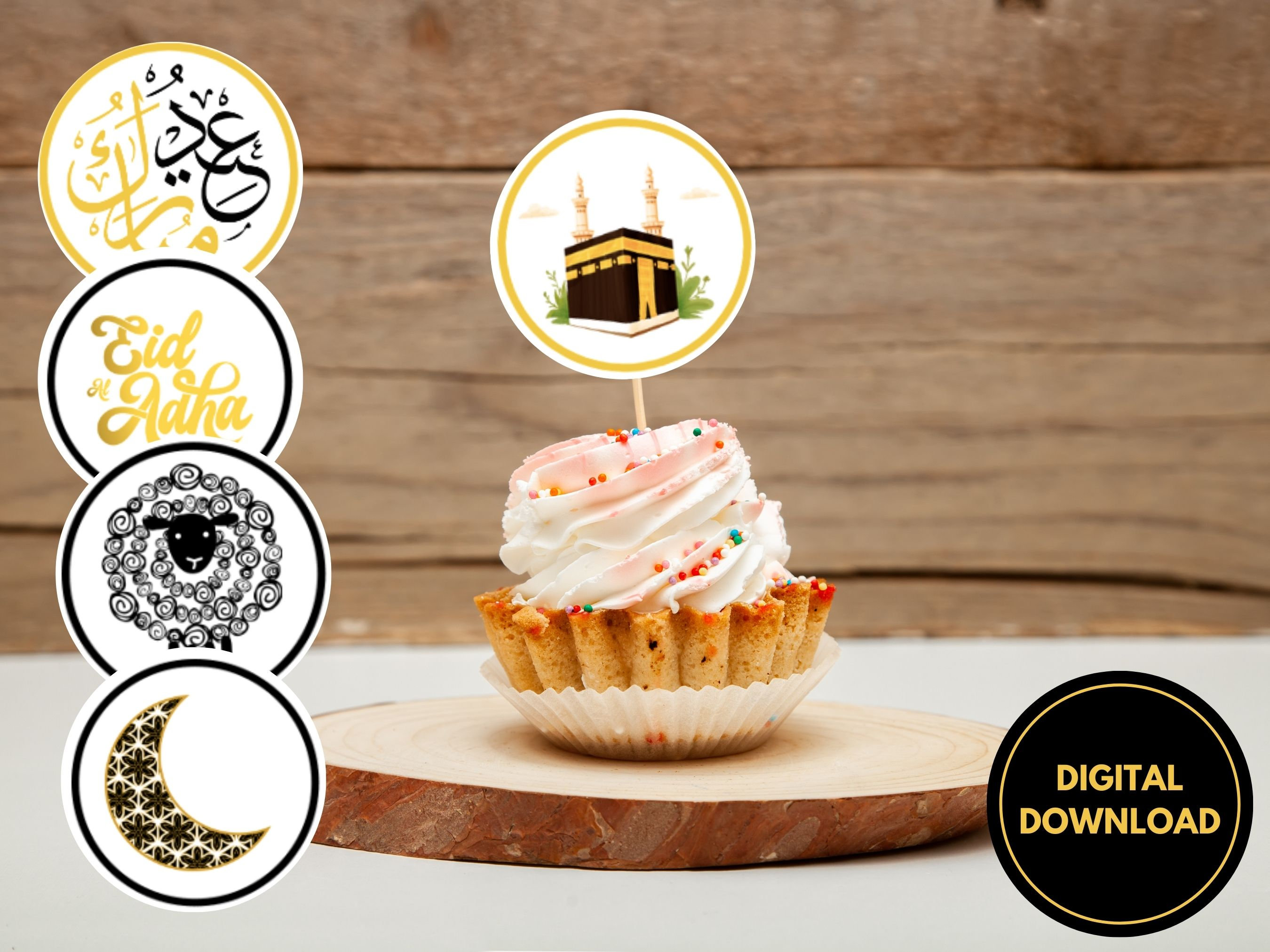 Eid Al Adha Mubarak Cupcake Toppers Printable | Printable Eid Mubarak ...