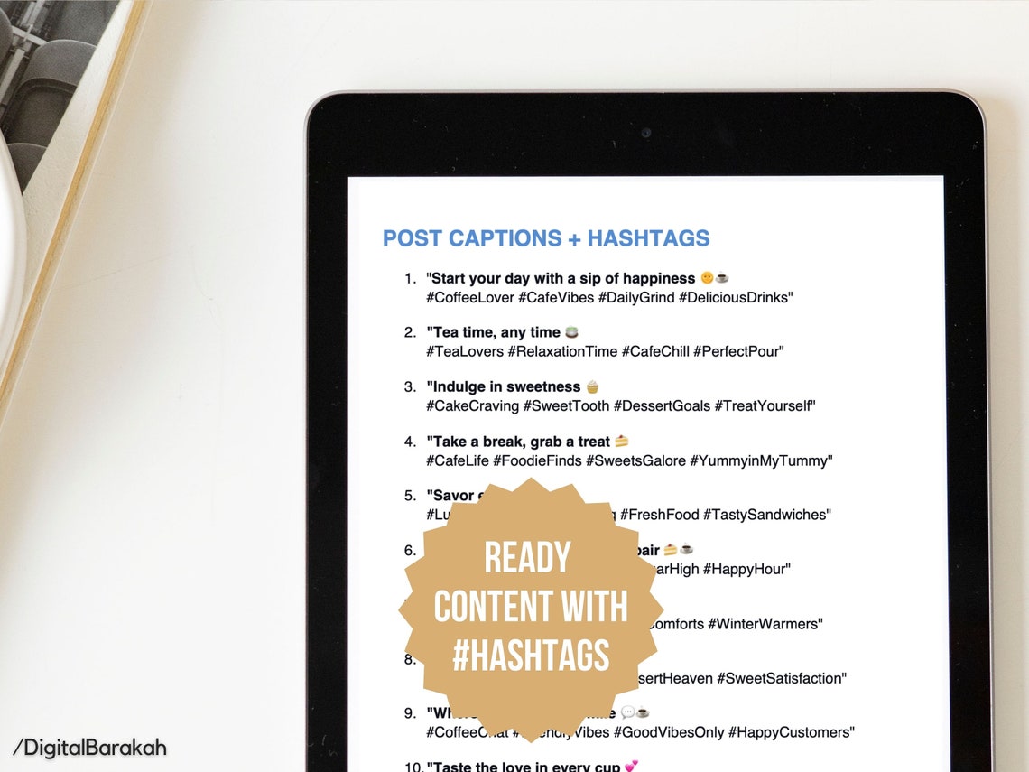 Social Media Templates for Cafes Content Hashtags 30 X Coffee Shop ...