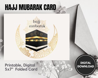 Printable Hajj Congratulations Card | Watercolour Hajj Mabrook Card ...