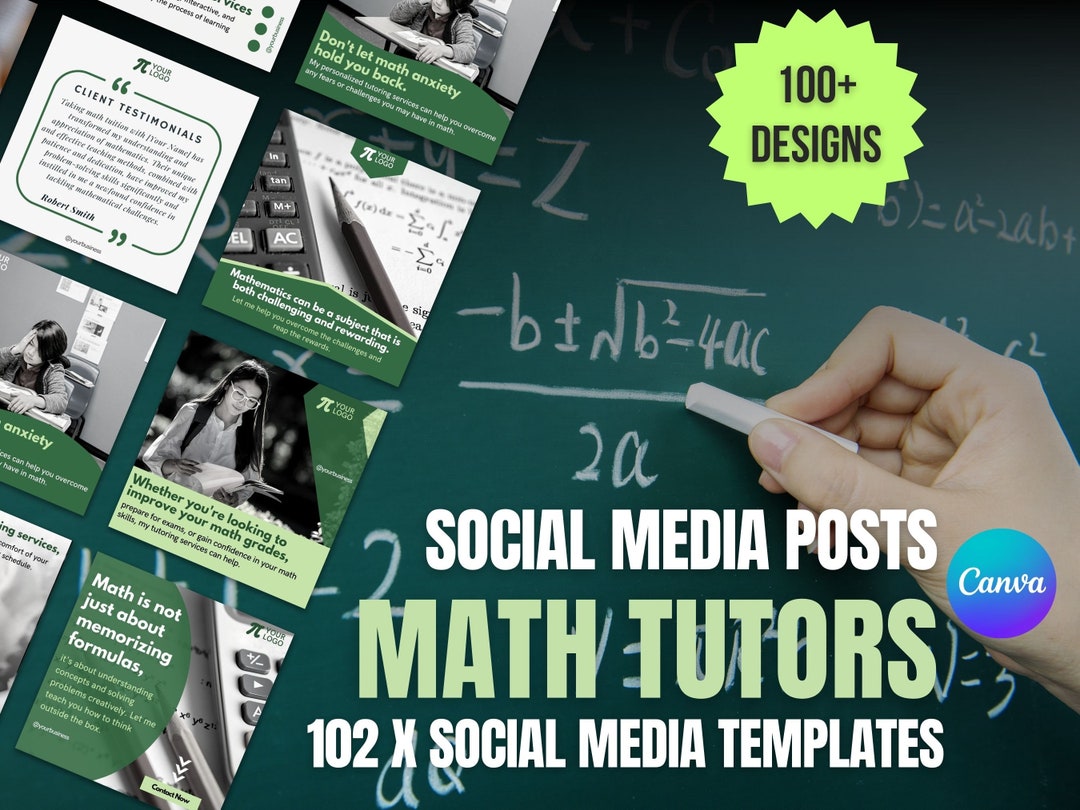 Social Media Templates for Math Tutors | Social Media Content for Math ...