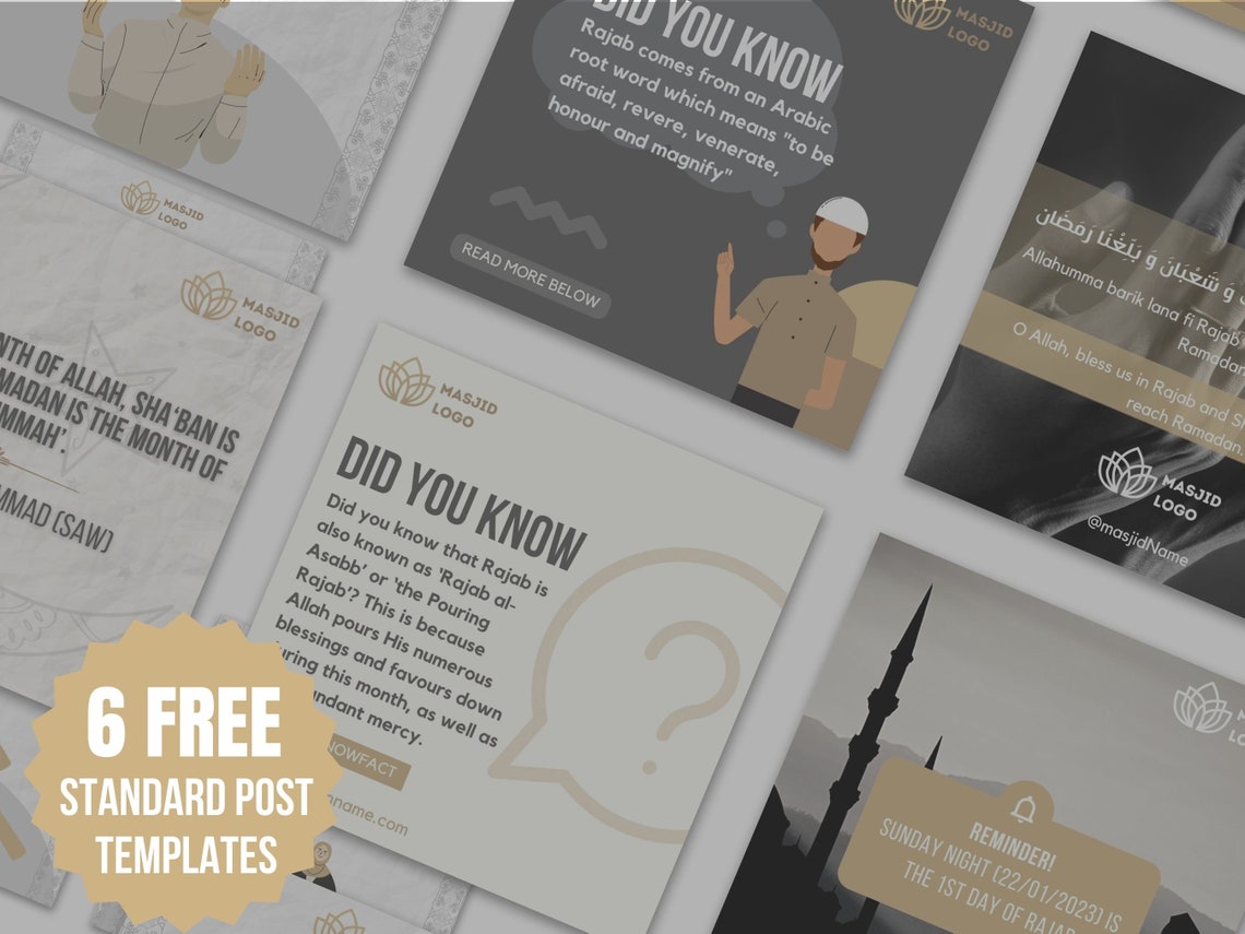 6 X Social Media Posts on Sacred Month of Rajab Islamic Post Ideas ...