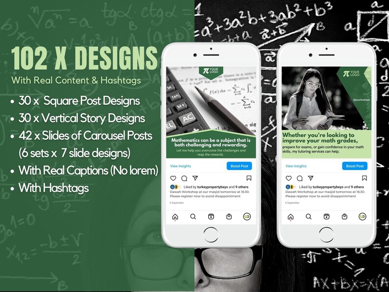 Social Media Templates for Math Tutors | Social Media Content for Math ...