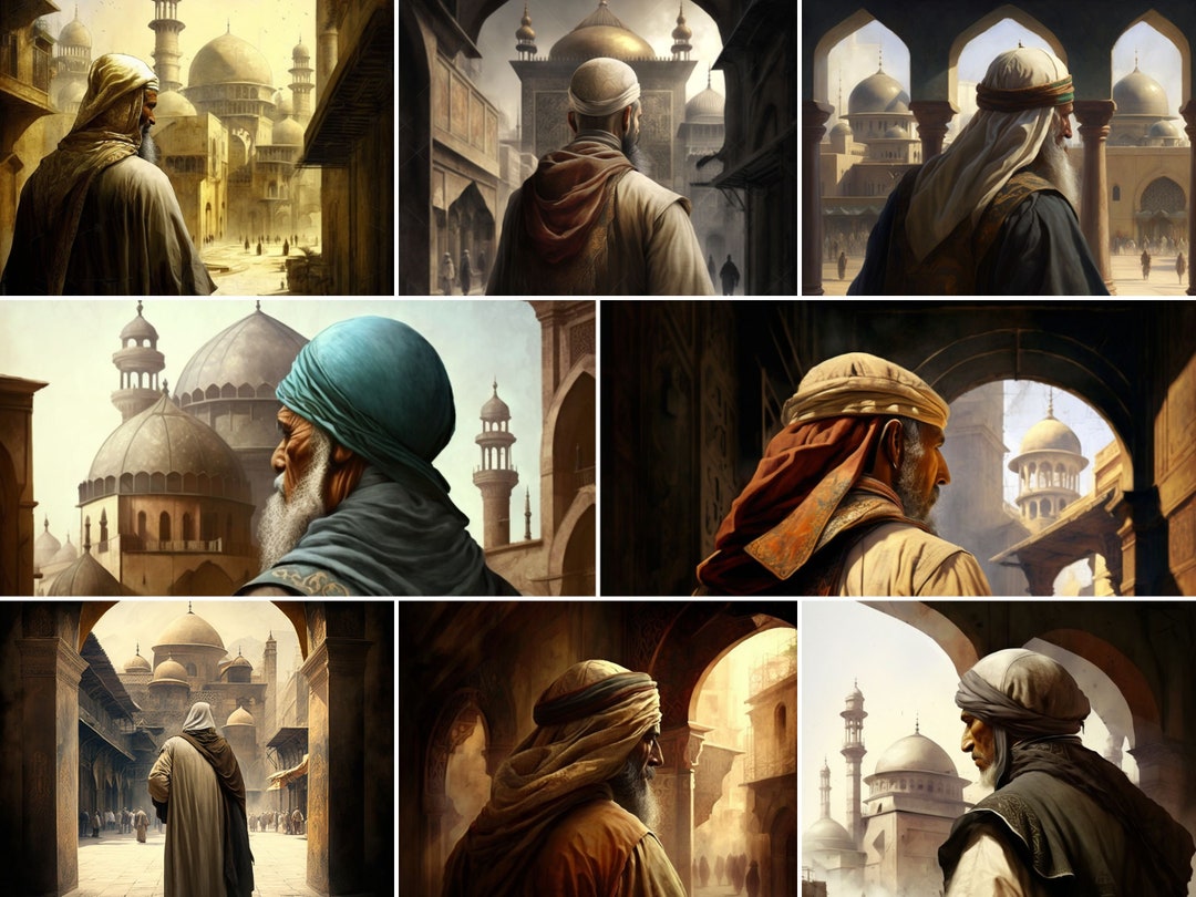8 X AI Generated Images of Muslim Man From Islamic Era in PNG Format ...