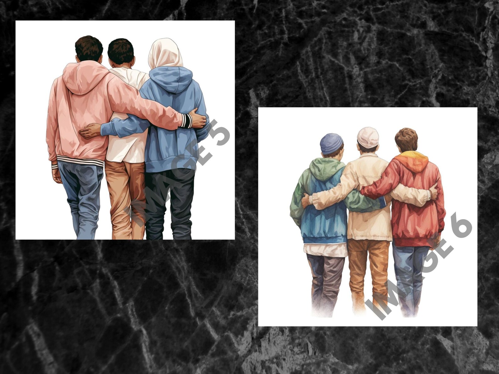 Clipart of 3 Best Muslim Friends / Clipart of Muslim Boys Besties in ...