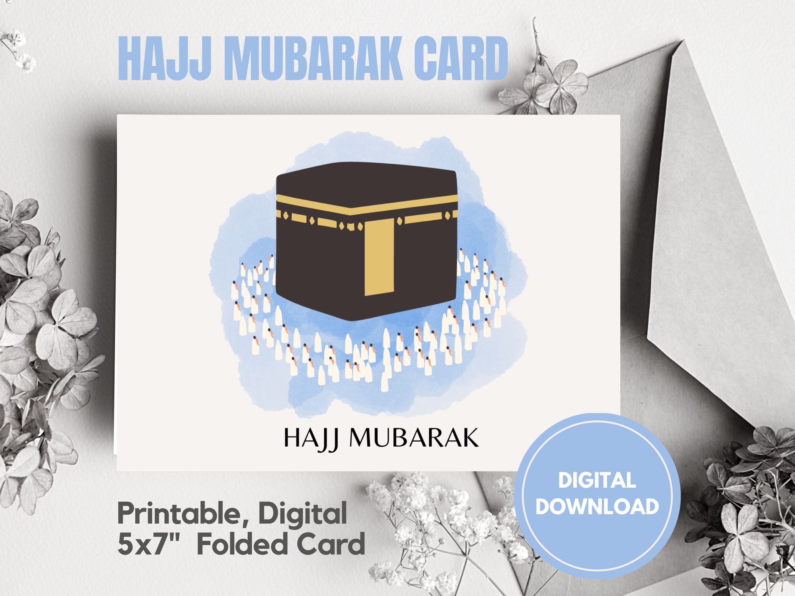 Digital Hajj Mubarak Greeting Card | Printable Hajj Congratulations ...