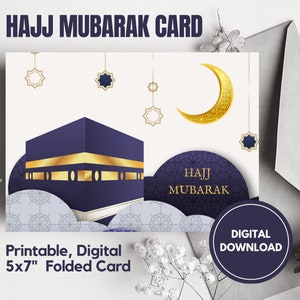 Printable Hajj Congratulations Card | Watercolour Hajj Mabrook Card ...