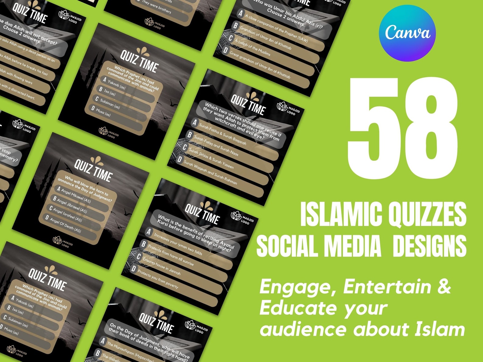 58 X Islamic Quizzes Social Media Designs | Islamic Quiz Post Ideas ...