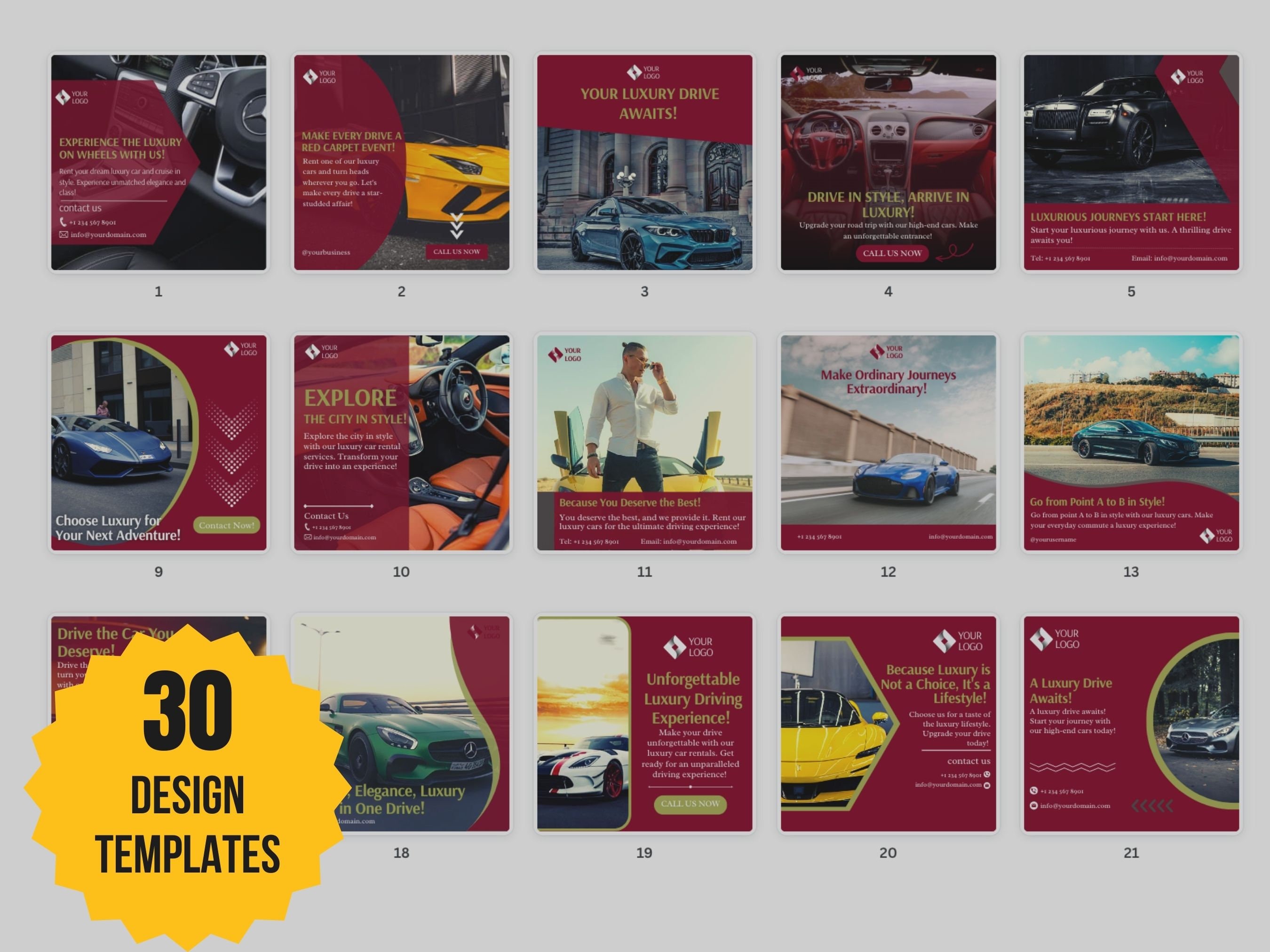 Social Media Templates for Luxury Car Rental Businesses | Instagram ...
