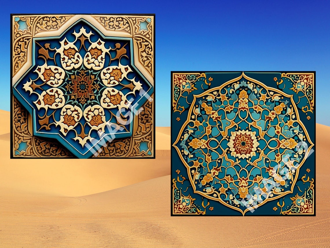 8 X AI Generated Images of Islamic Art / Islamic Tile Designs in PNG ...