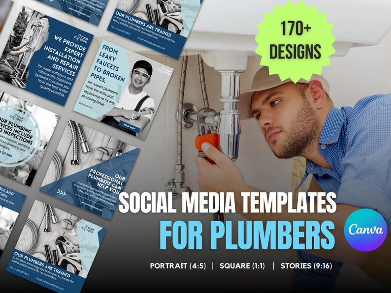 176 X Social Media Templates for Plumbers | Social Media Content for ...