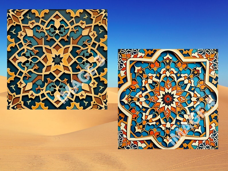 8 X AI Generated Images of Islamic Art / Islamic Tile Designs in PNG ...