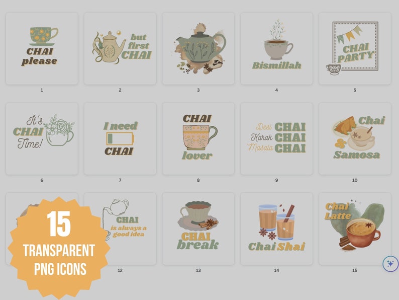 Chai Sticker Icons | Chai Lovers Icons and Clipart | Funny Chai ...