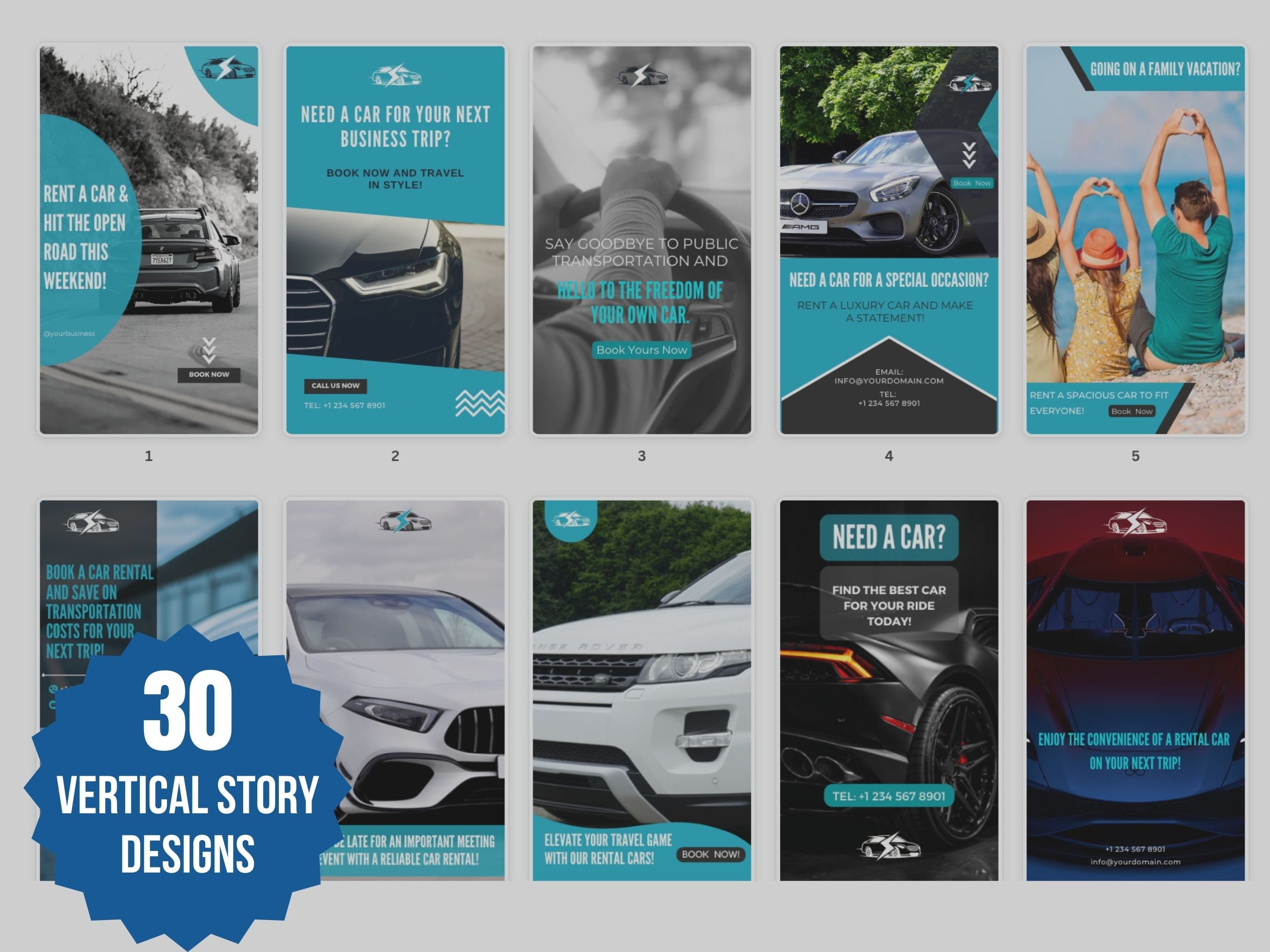 Social Media Bundle for Car Rental Businesses | Instagram Template ...