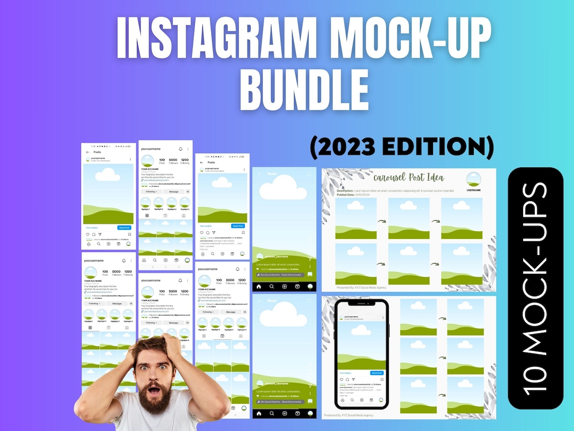 Instagram Mockup Templates Ig Profile Mockup Instagram Feed Template ...