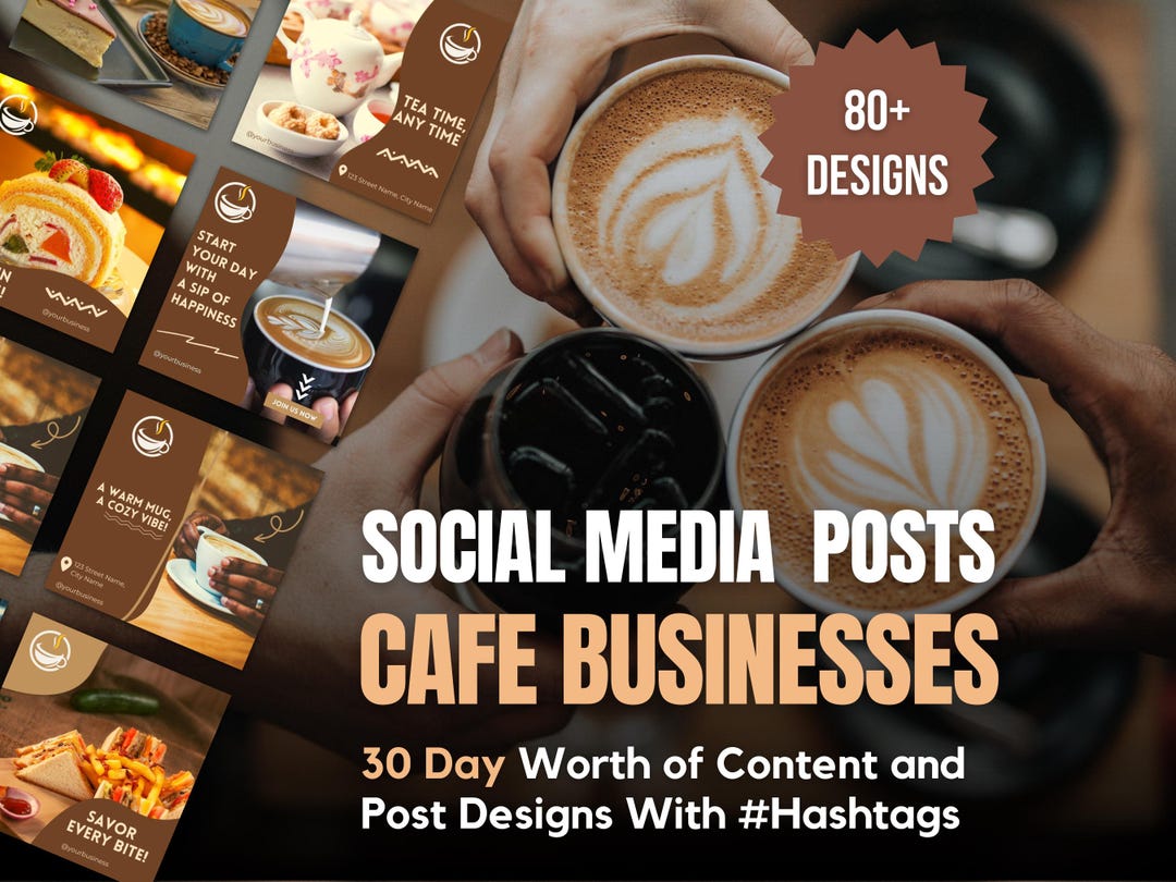 81 X Social Media Templates for Cafes + Content + Hashtags! | Coffee ...