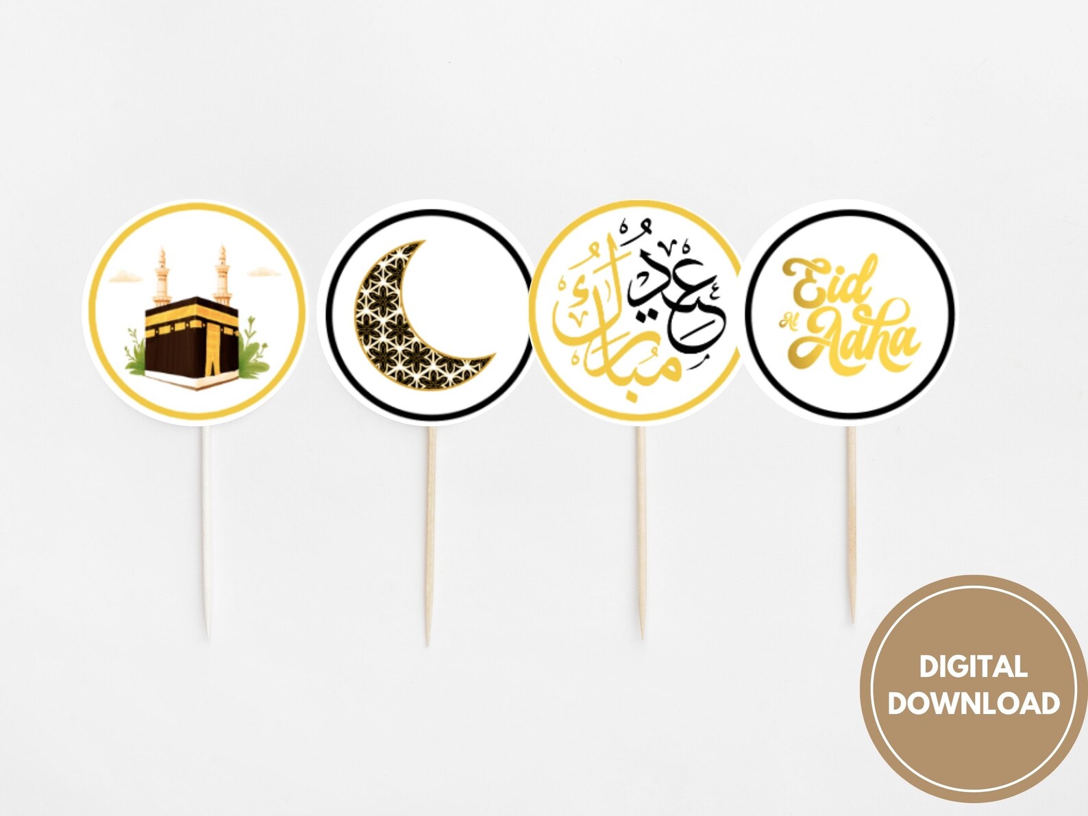 Eid Al Adha Mubarak Cupcake Toppers Printable | Printable Eid Mubarak ...