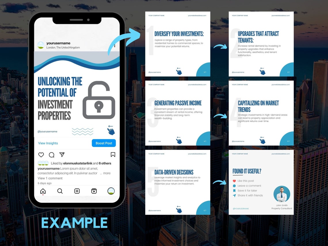 Real Estate Instagram Carousels Real Estate Instagram Templates Real ...