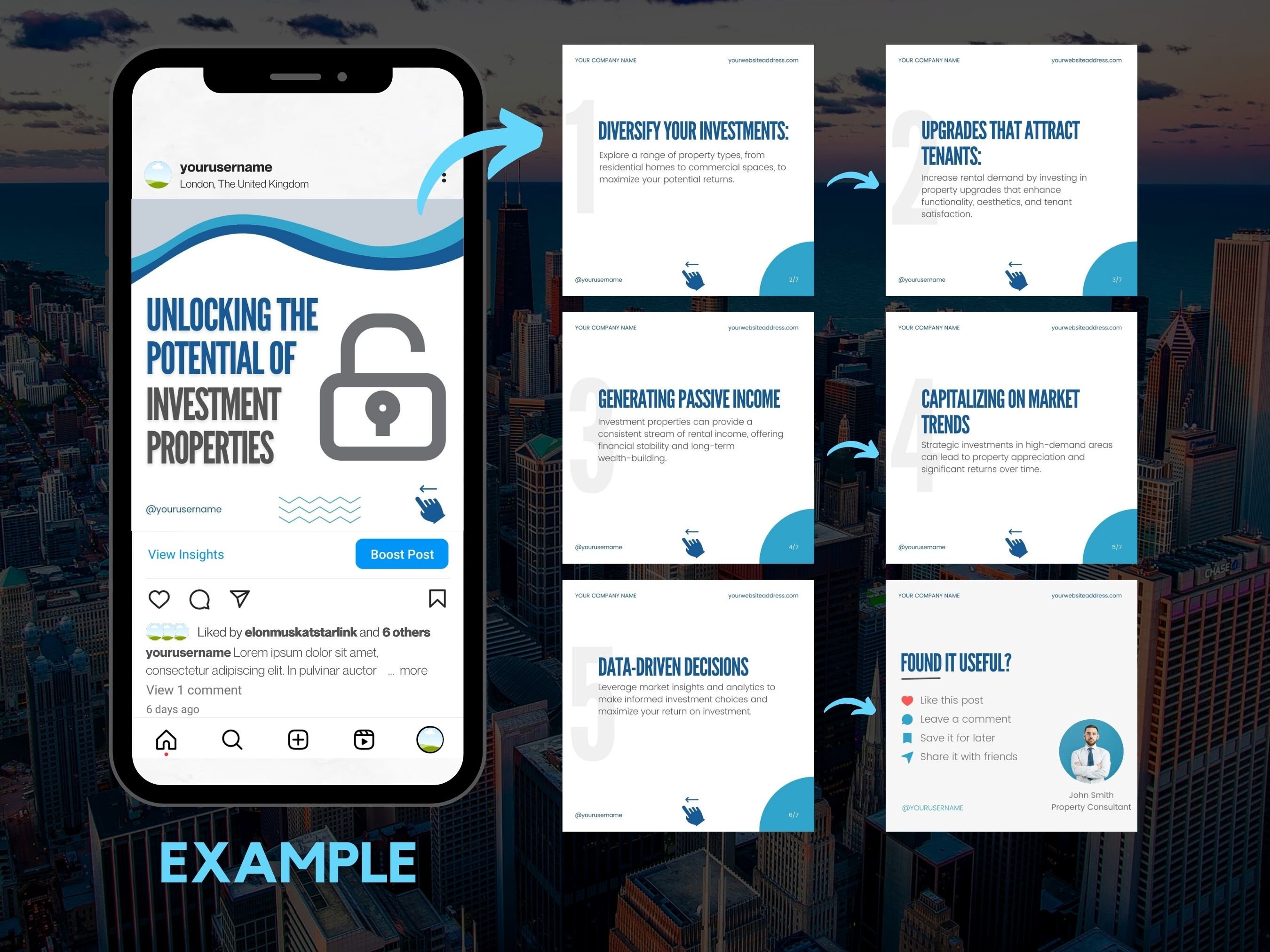 Real Estate Instagram Carousels Real Estate Instagram Templates Real ...