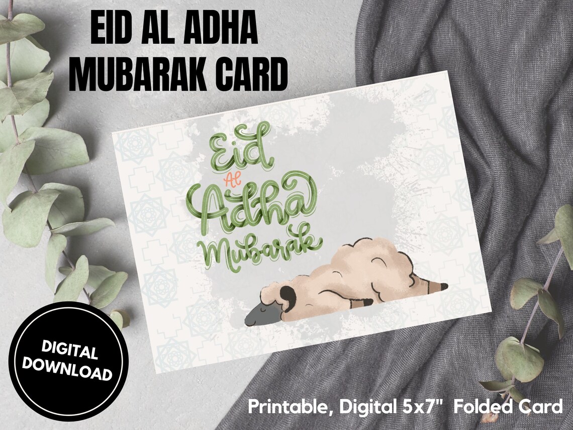 Eid Ul Adha Card Digital Download | Printable Eid Mubarak Greeting Card ...