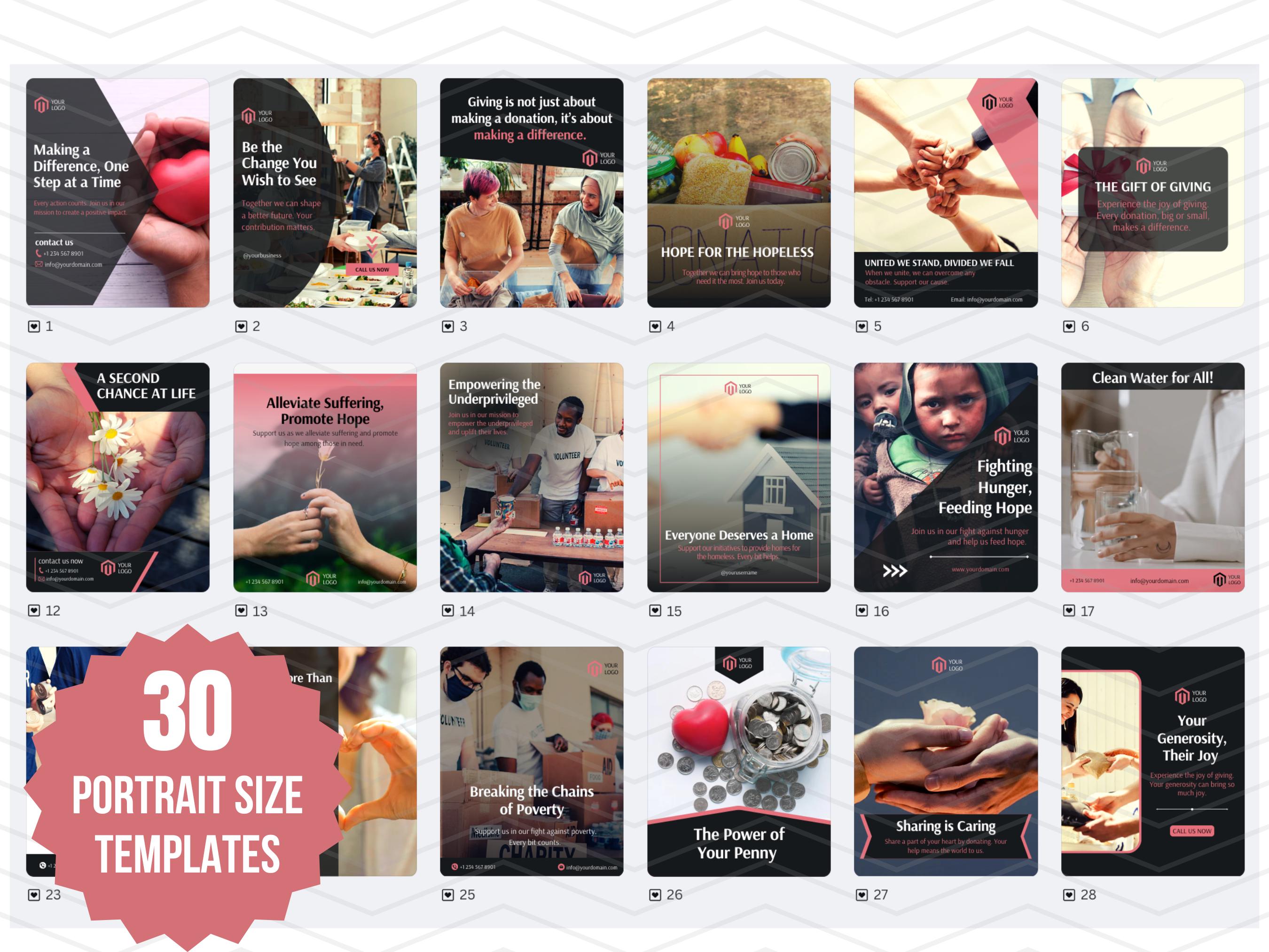 132 X Social Media Templates for Charities | Instagram Template Designs ...